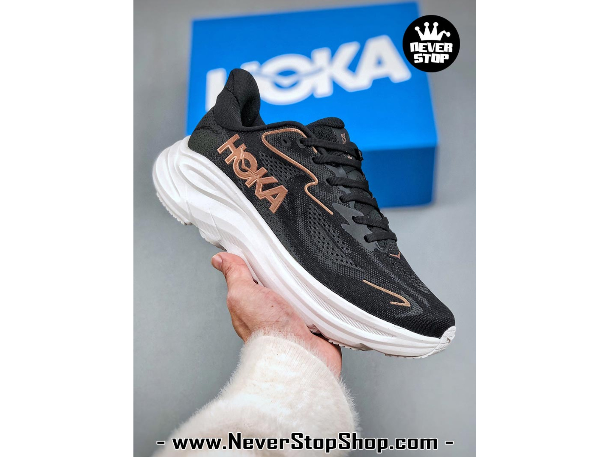 Giày chạy bộ nam nữ HOKA CLIFTON 10 BLACK BROWN hàng ...