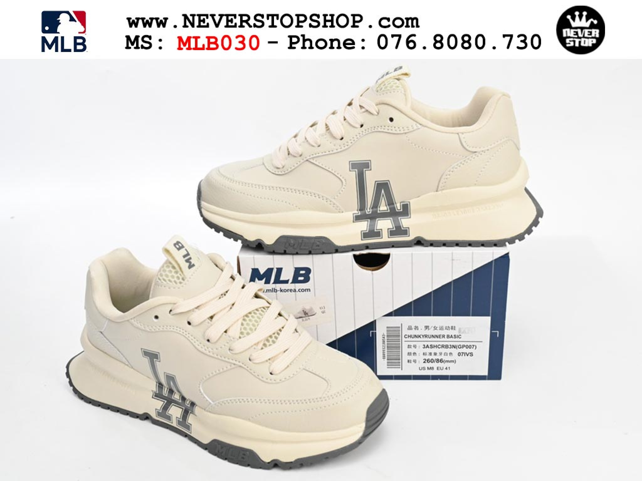 Giày MLB CHUNKY RUNNER BASIC LA LOS ANGELES WHITE GREY Hàn ...