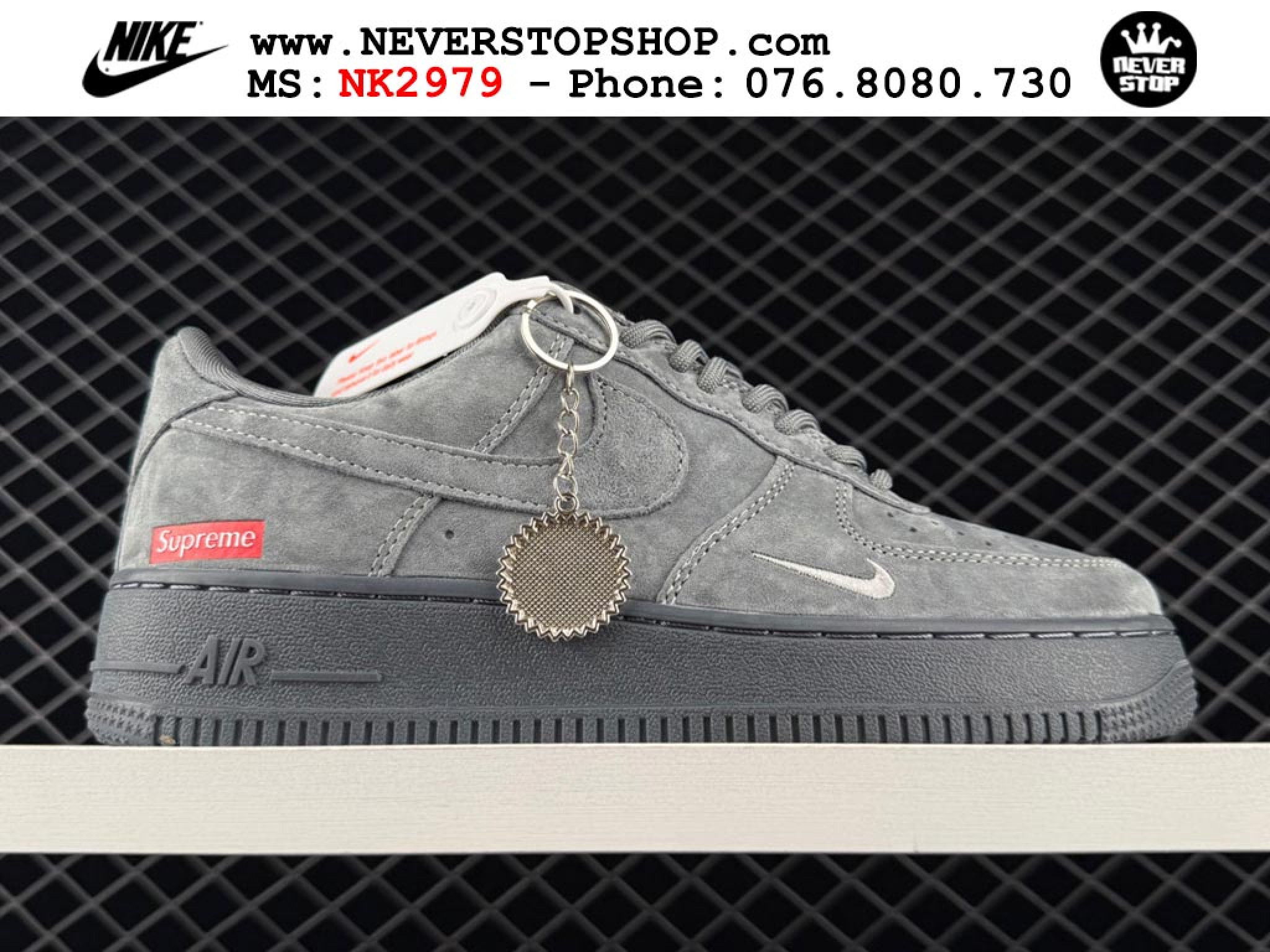 Giày thể thao NIKE AIR FORCE 1 AF1 LOW SUPREME GREY SUEDE ...