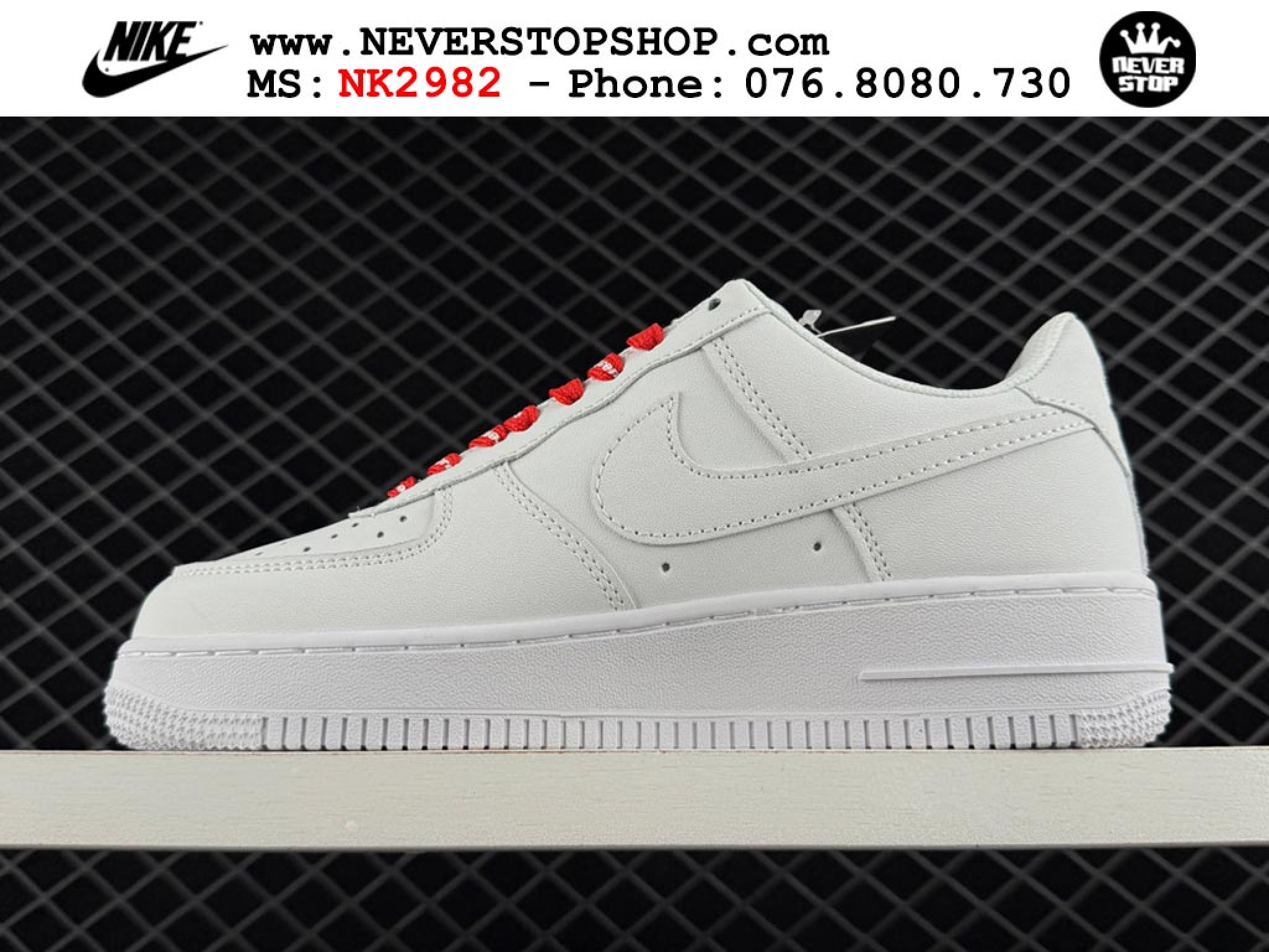 Giày thể thao NIKE AIR FORCE 1 AF1 LOW SUPREME WHITE RED ...