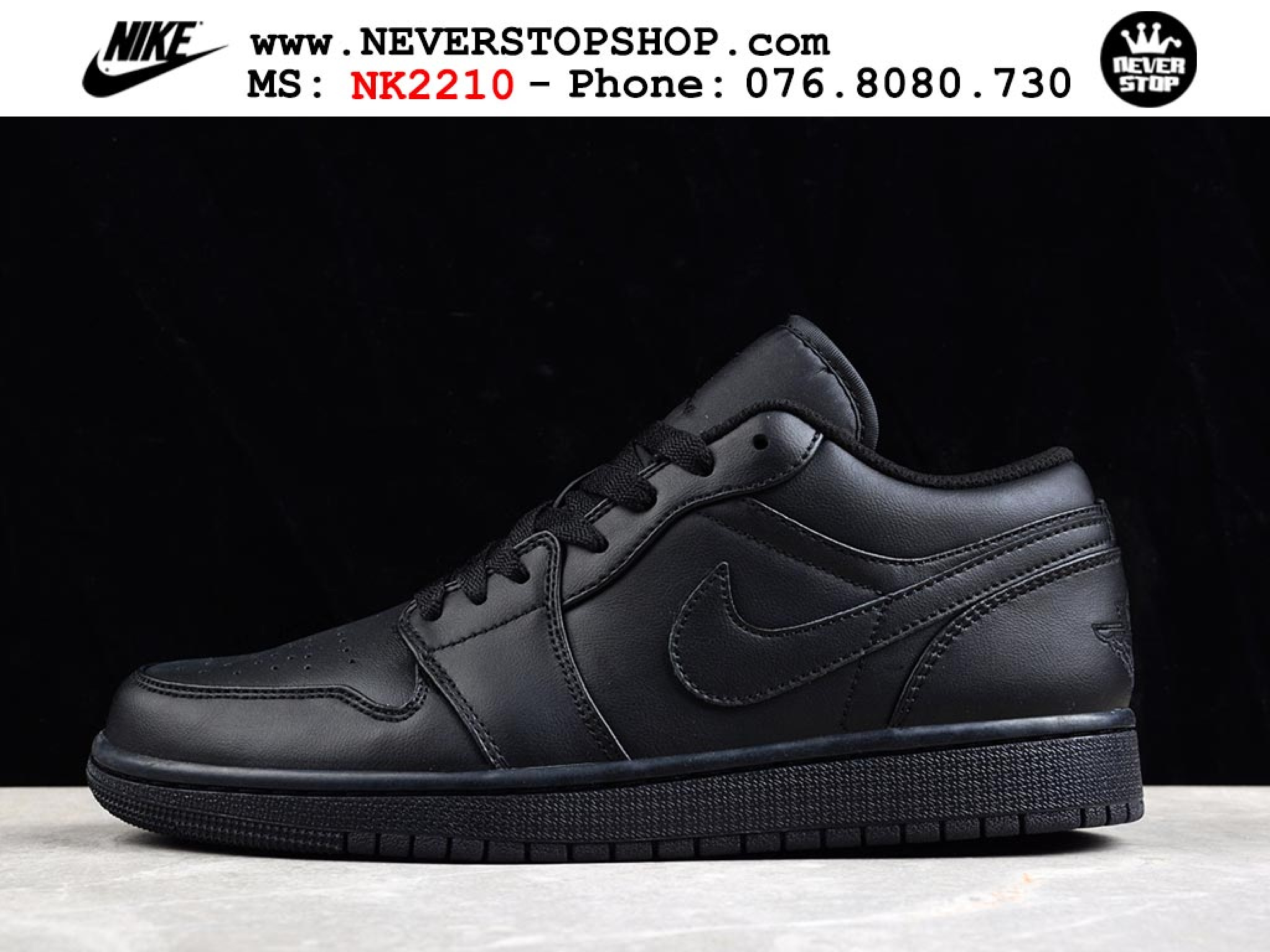 Giày NIKE AIR JORDAN 1 LOW TRIPLE BLACK LEATHER cổ thấp ...