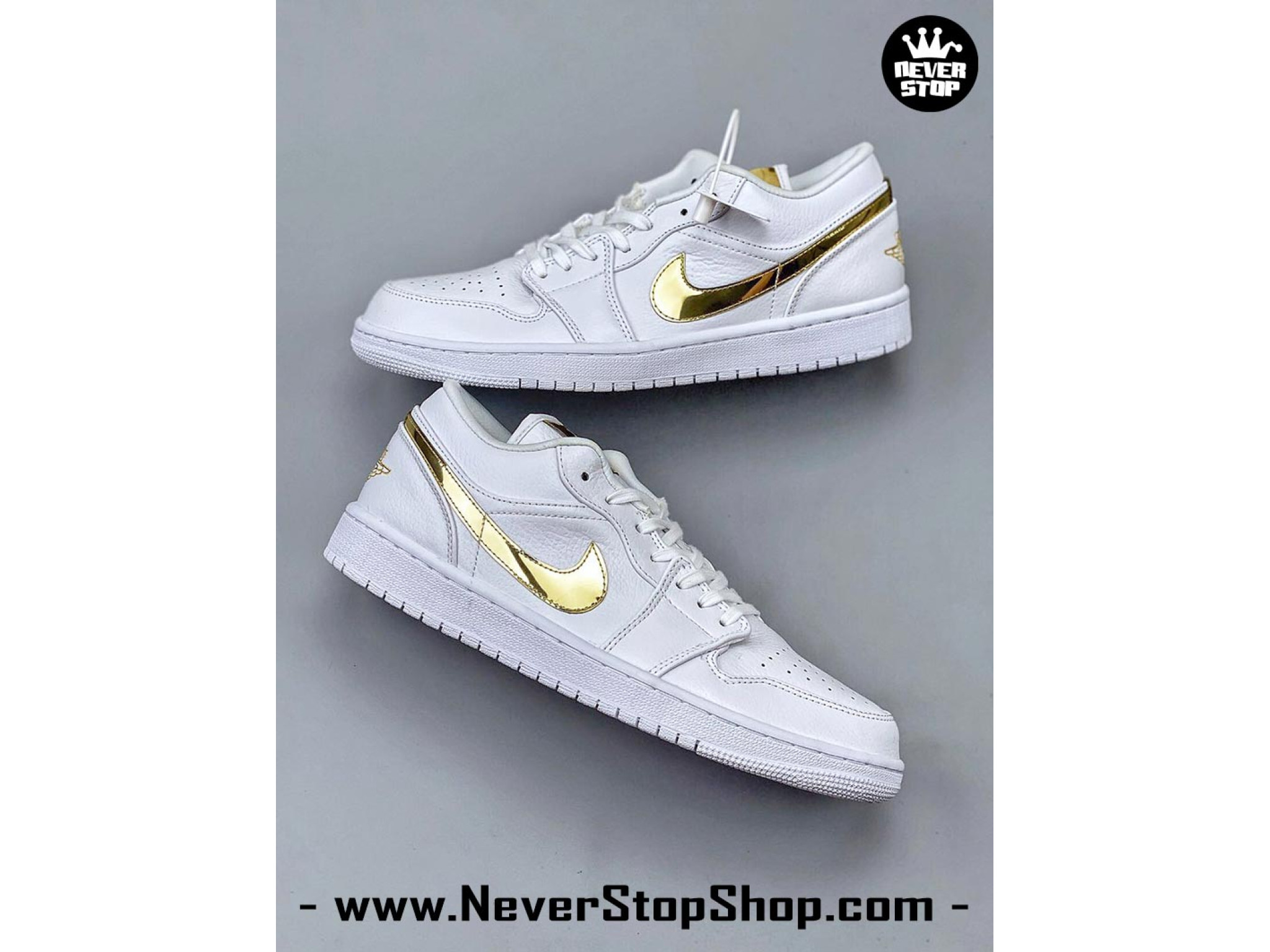 NIKE : Giày NIKE AIR JORDAN 1 LOW WHITE METALLIC GOLD bản ...