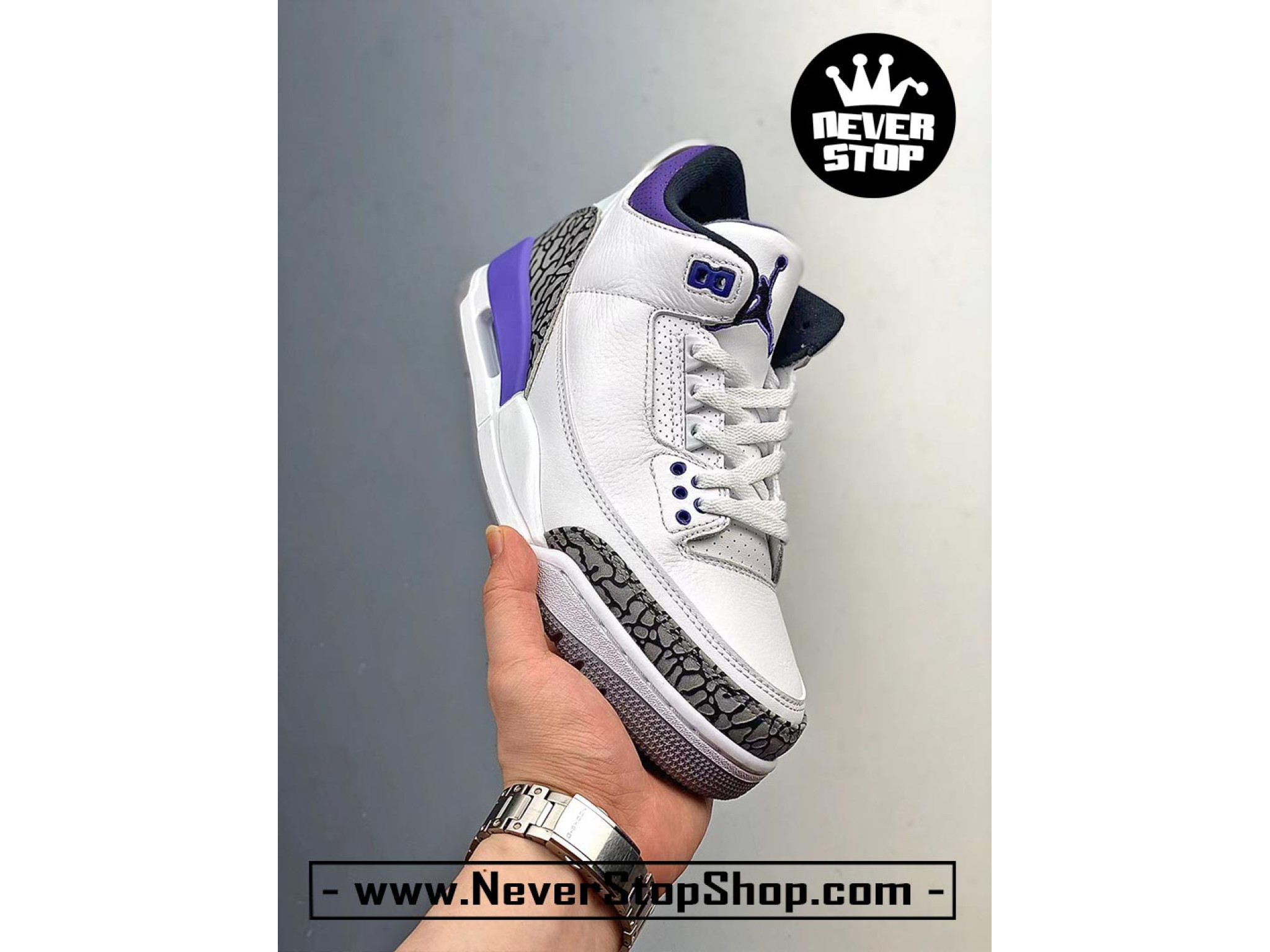 Giày bóng rổ NIKE JORDAN 3 DARK IRIS WHITE PURPLE cổ ...