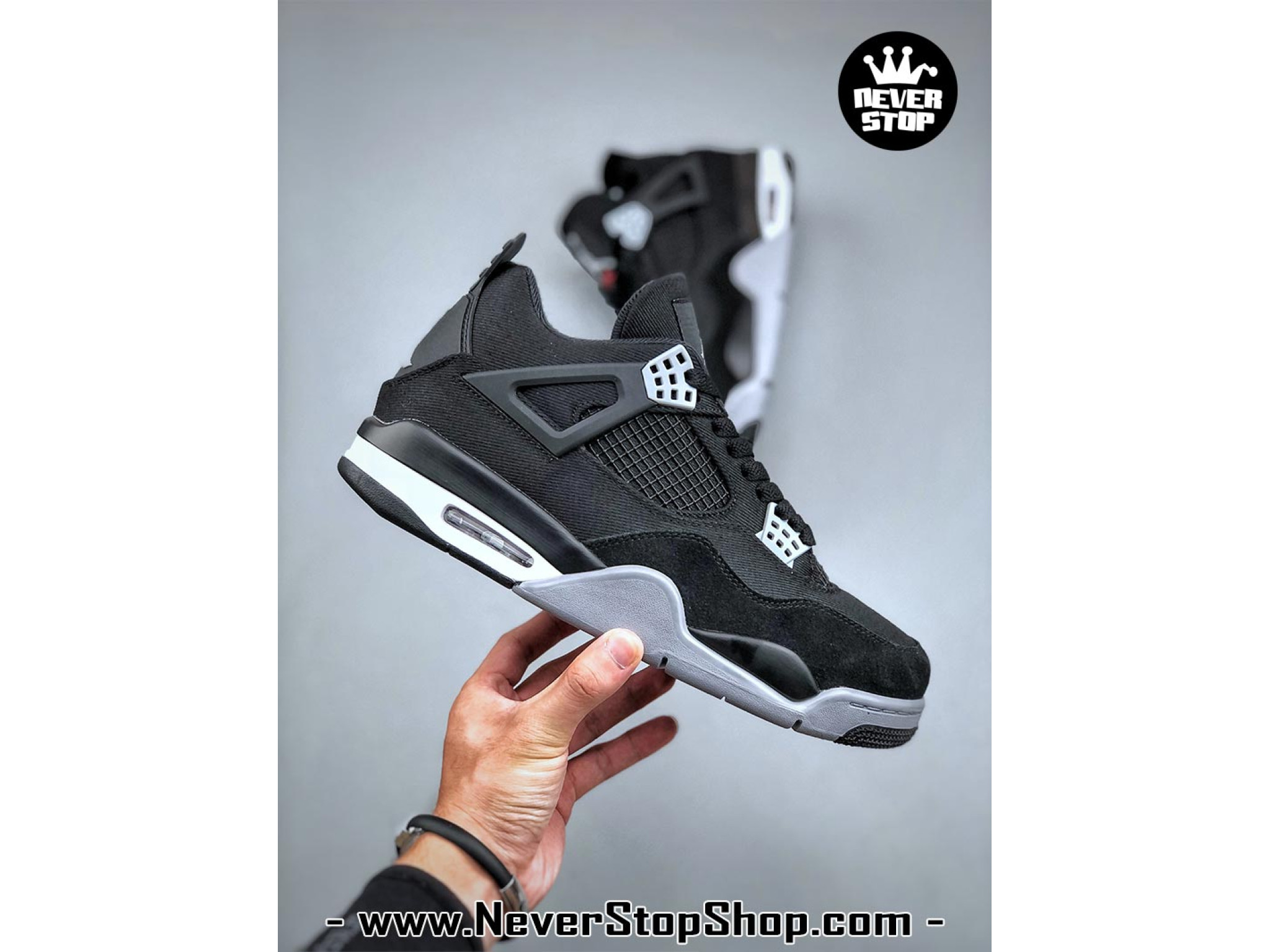 NIKE : Giày thể thao NIKE AIR JORDAN 4 JD4 BLACK CANVAS ...
