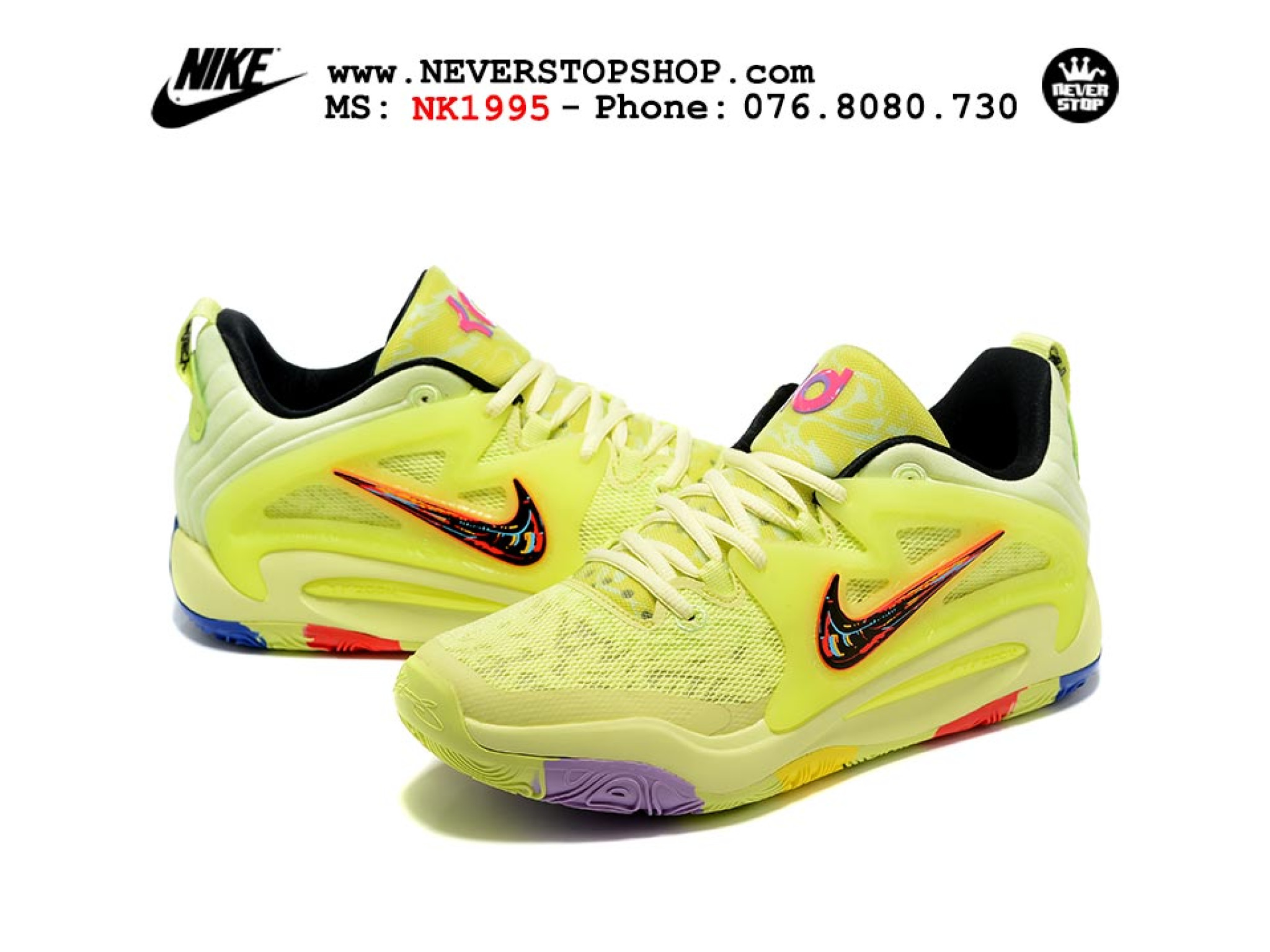 Giày bóng rổ cổ thấp NIKE KD 15 LIGHT LEMON TWIST ...