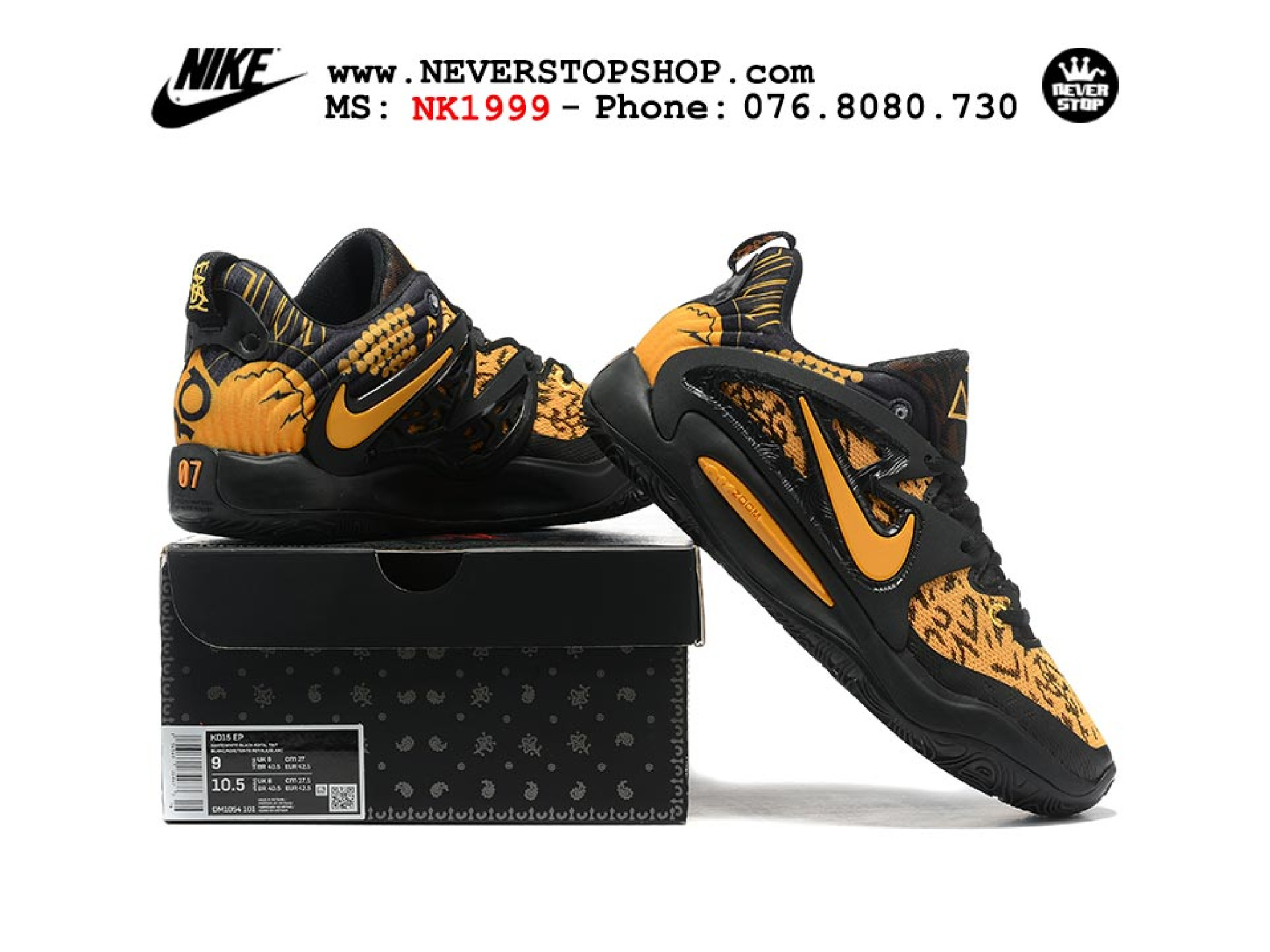 Giày bóng rổ cổ thấp NIKE KD 15 YELLOW BLACK hàng ...