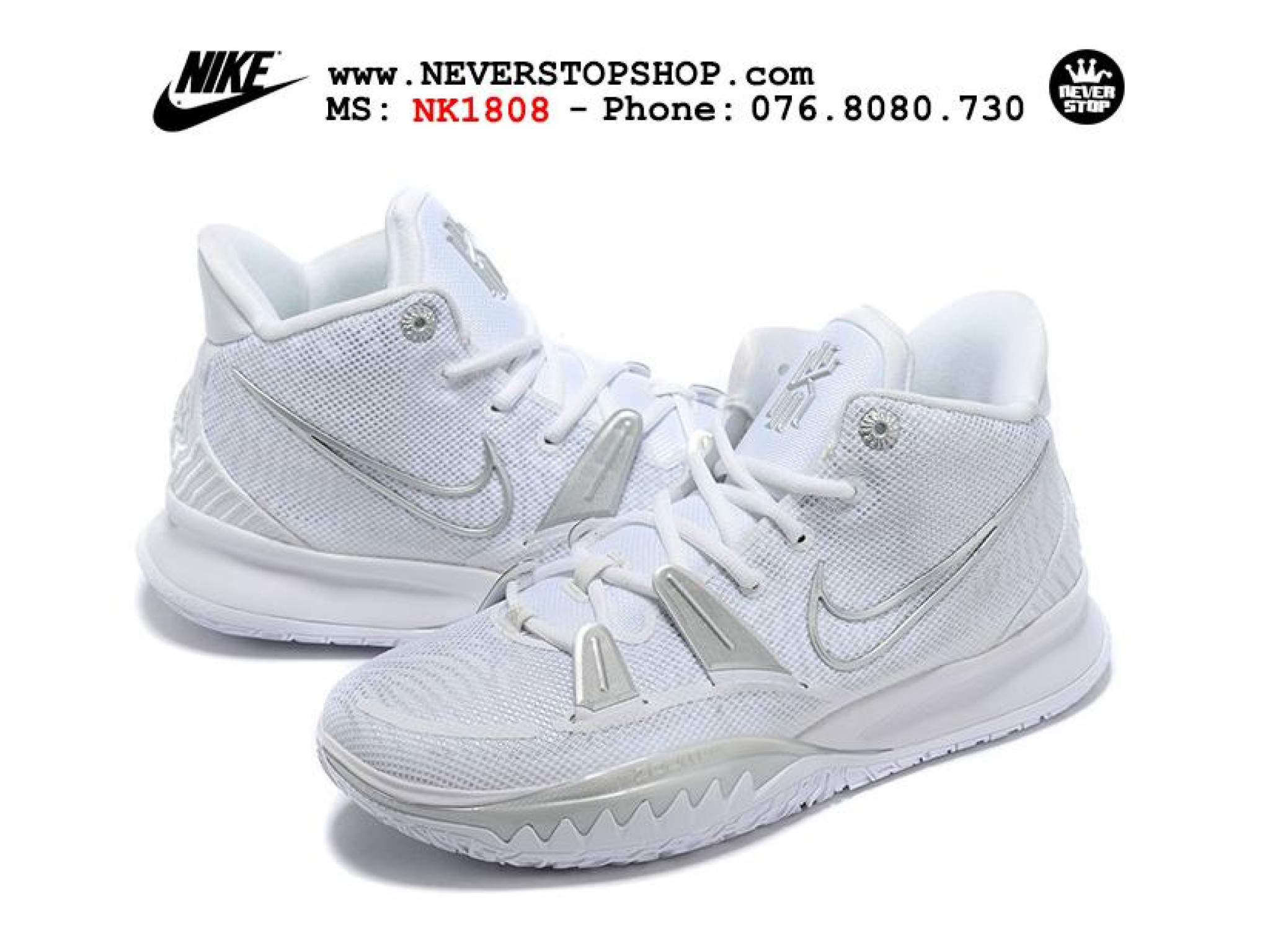 Giày NIKE KYRIE 7 WHITE SILVER cổ cao chuyên bóng rổ,