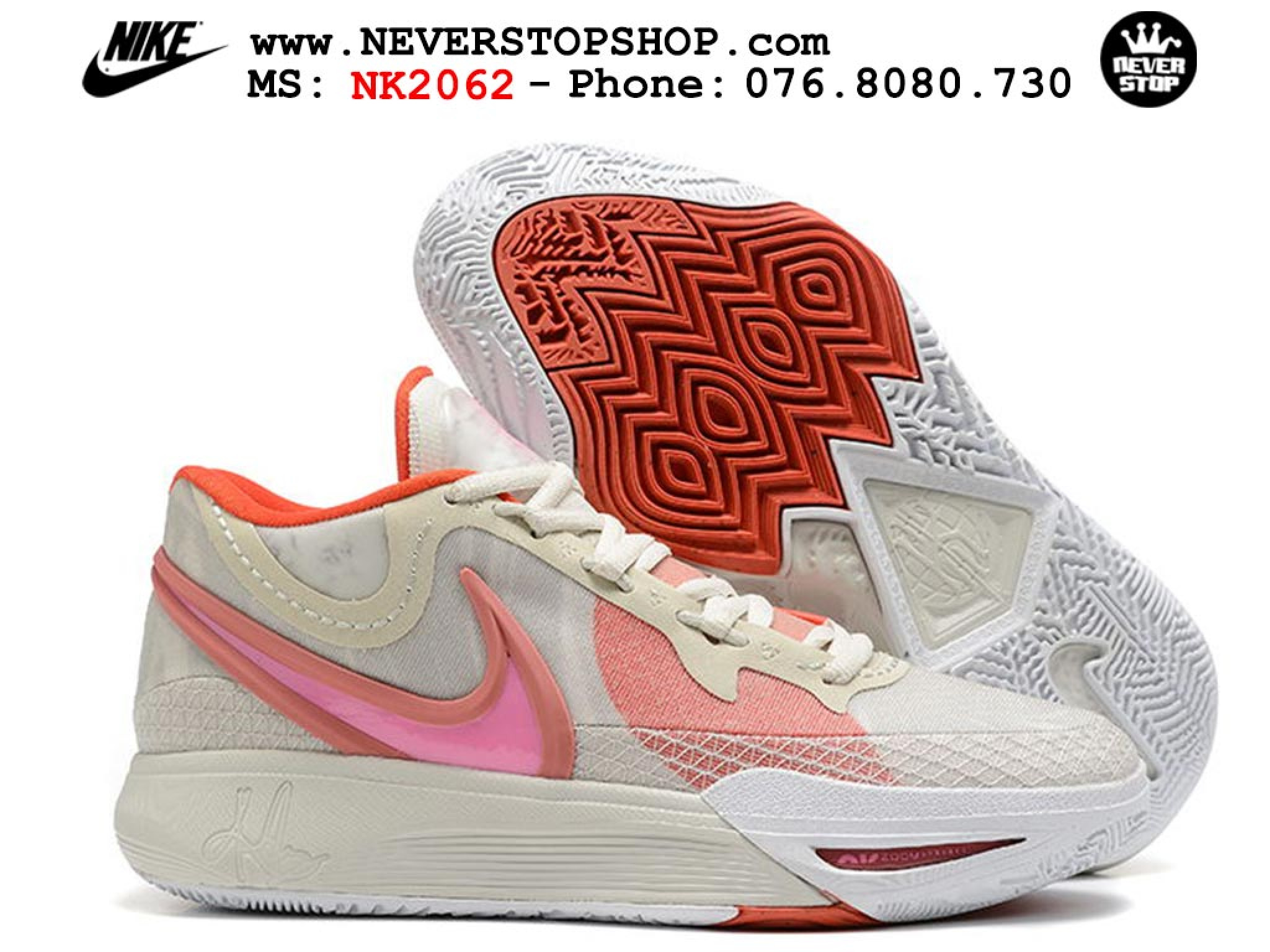 Giày bóng rổ nam cổ cao NIKE KYRIE 9 WHITE RED PINK ...