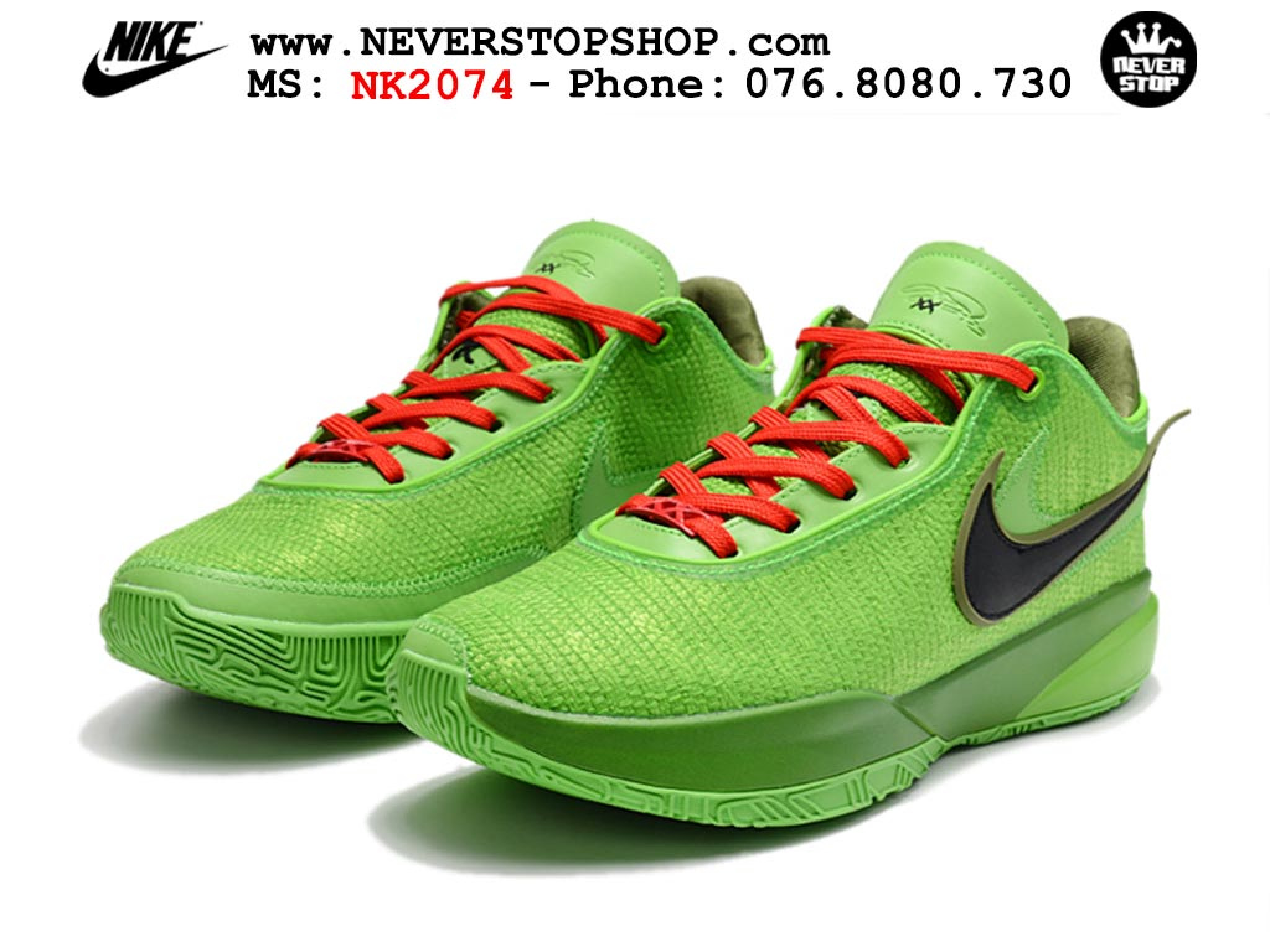 Giày bóng rổ nam NIKE LEBRON 20 GRINCH cổ thấp thể ...