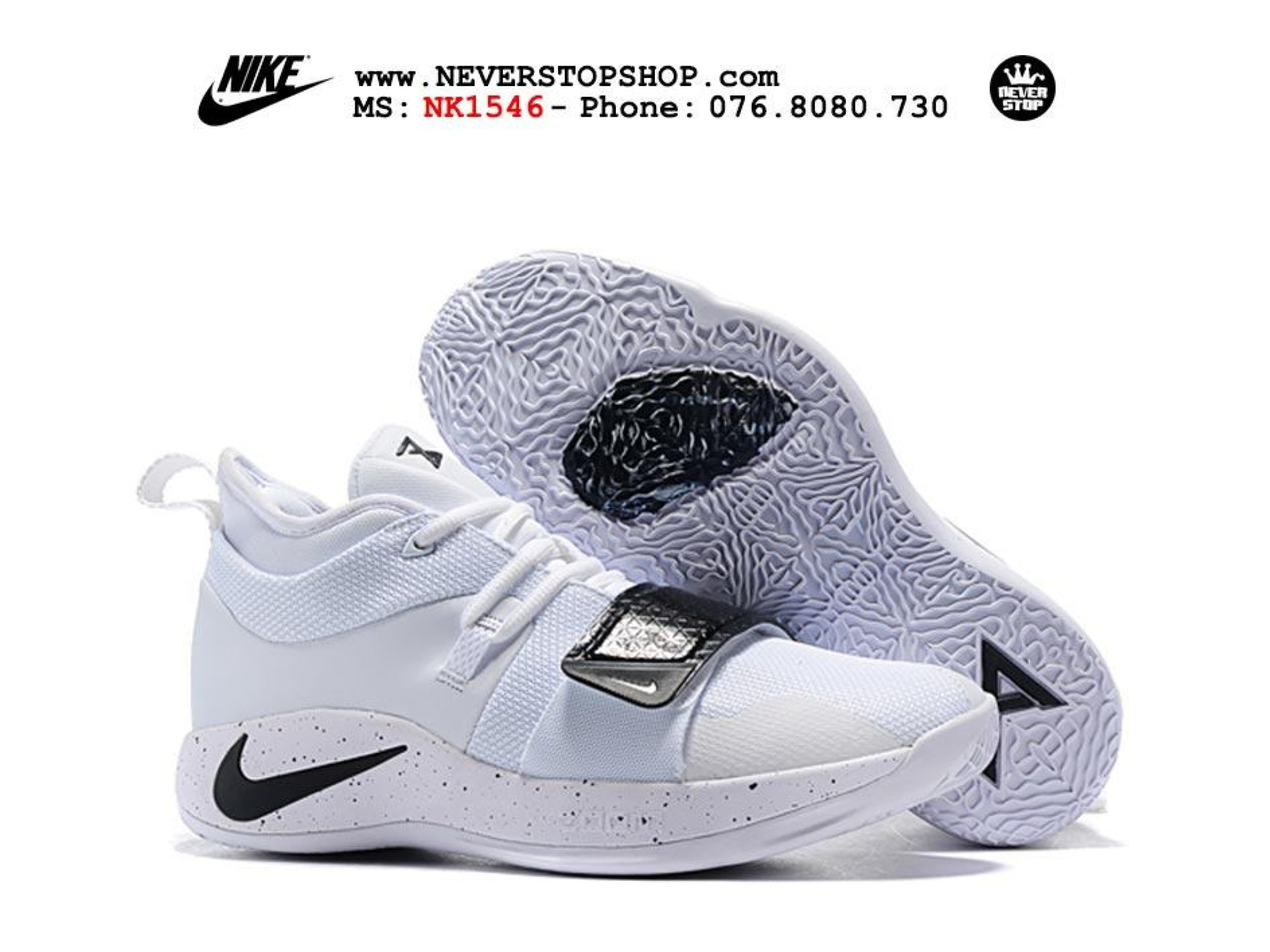 Giày NIKE PG 2.5 WHITE BLACK chuyên bóng rổ hàng sfake ...
