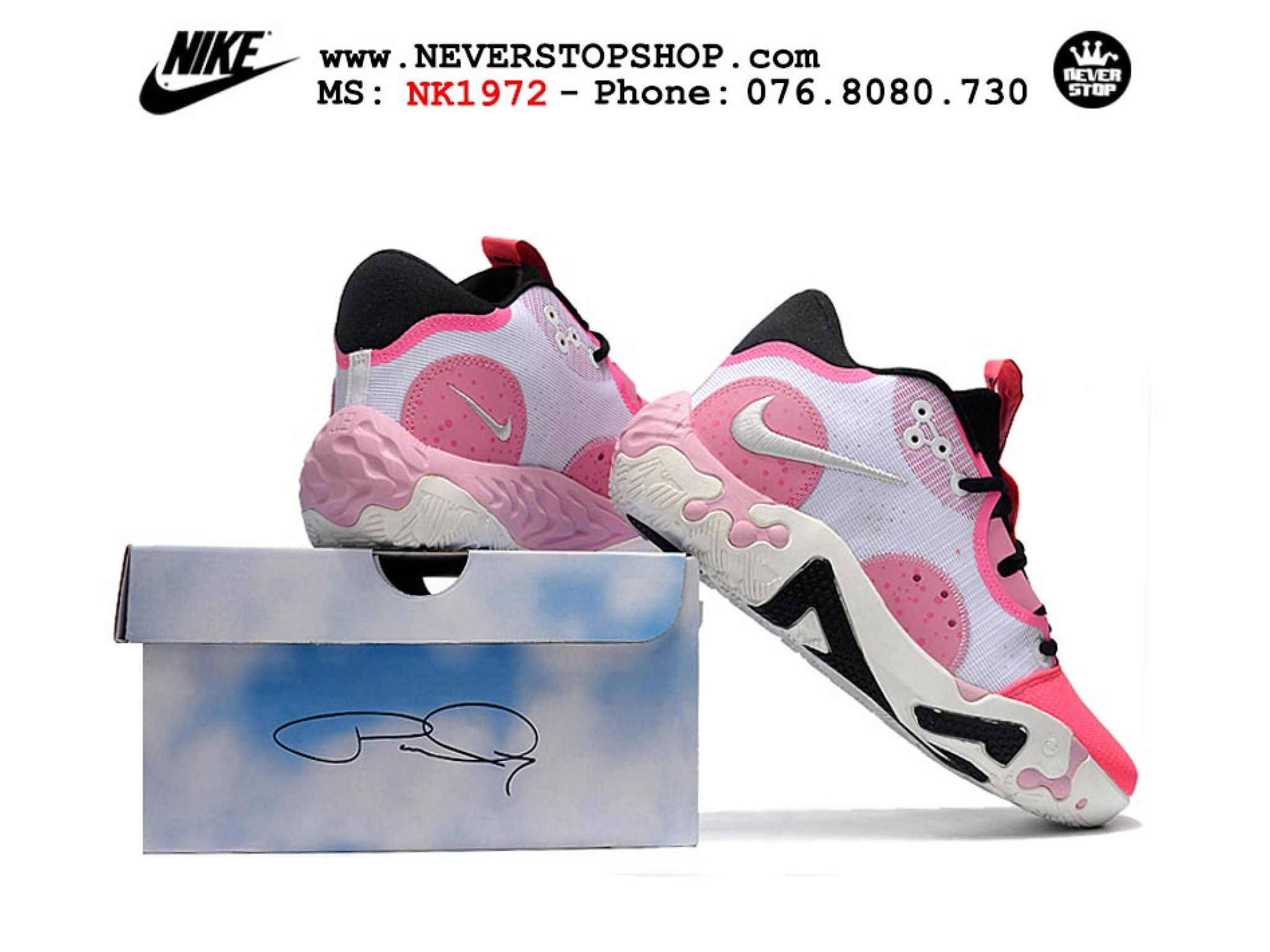 Giày bóng rổ cổ thấp NIKE PG 6.0 BLACK WHITE PINK ...