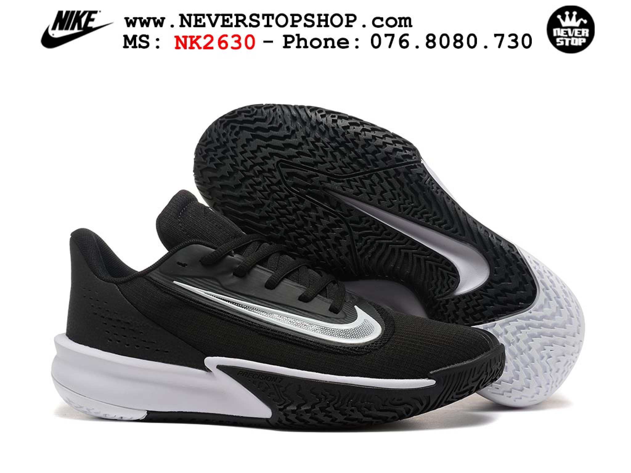 NIKE : Giày bóng rổ nam nữ NIKE PRECISION 7 BLACK WHITE ...