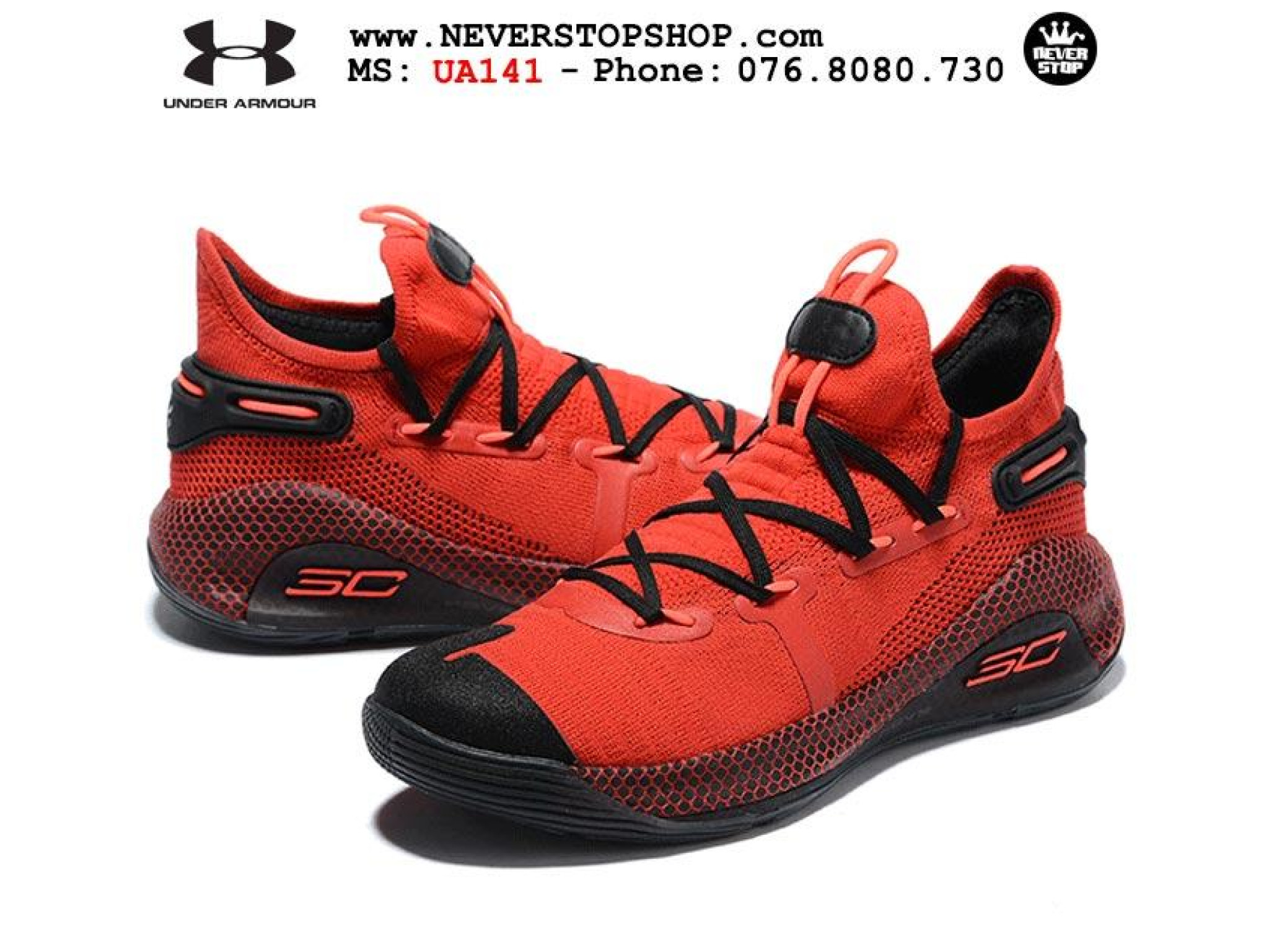 Giày bóng rổ UNDER ARMOUR CURRY 6 RED BLACK hàng đẹp ...