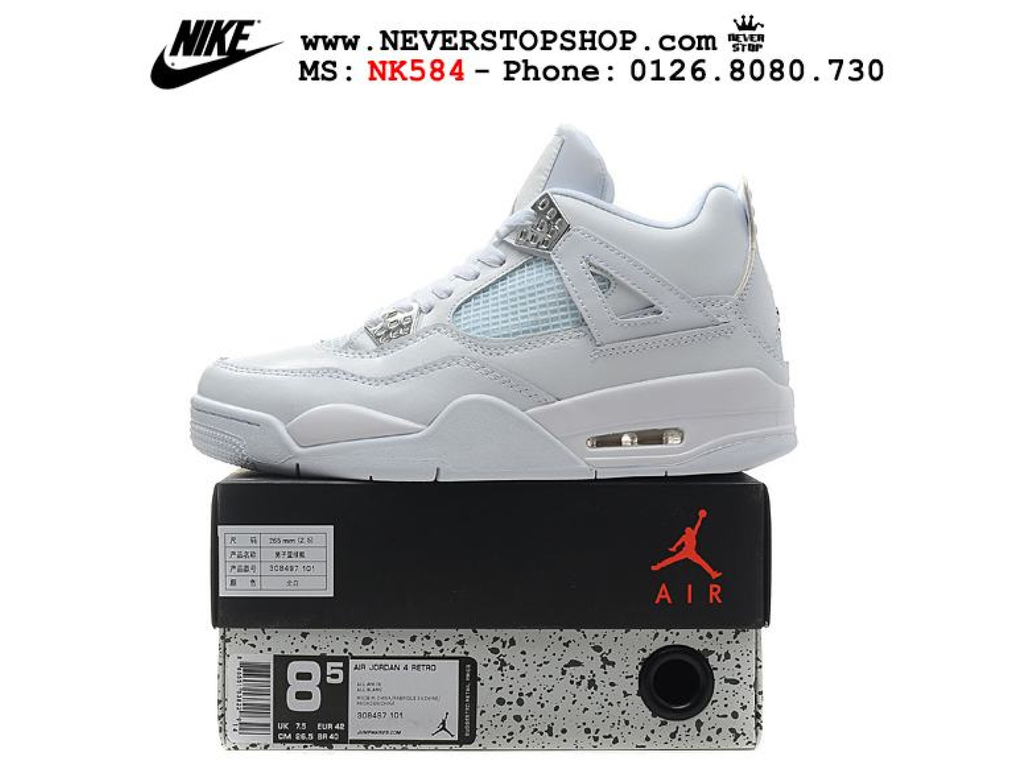 Nike Jordan 4 : Giày nam nữ NIKE JORDAN 4 All White hàng ...