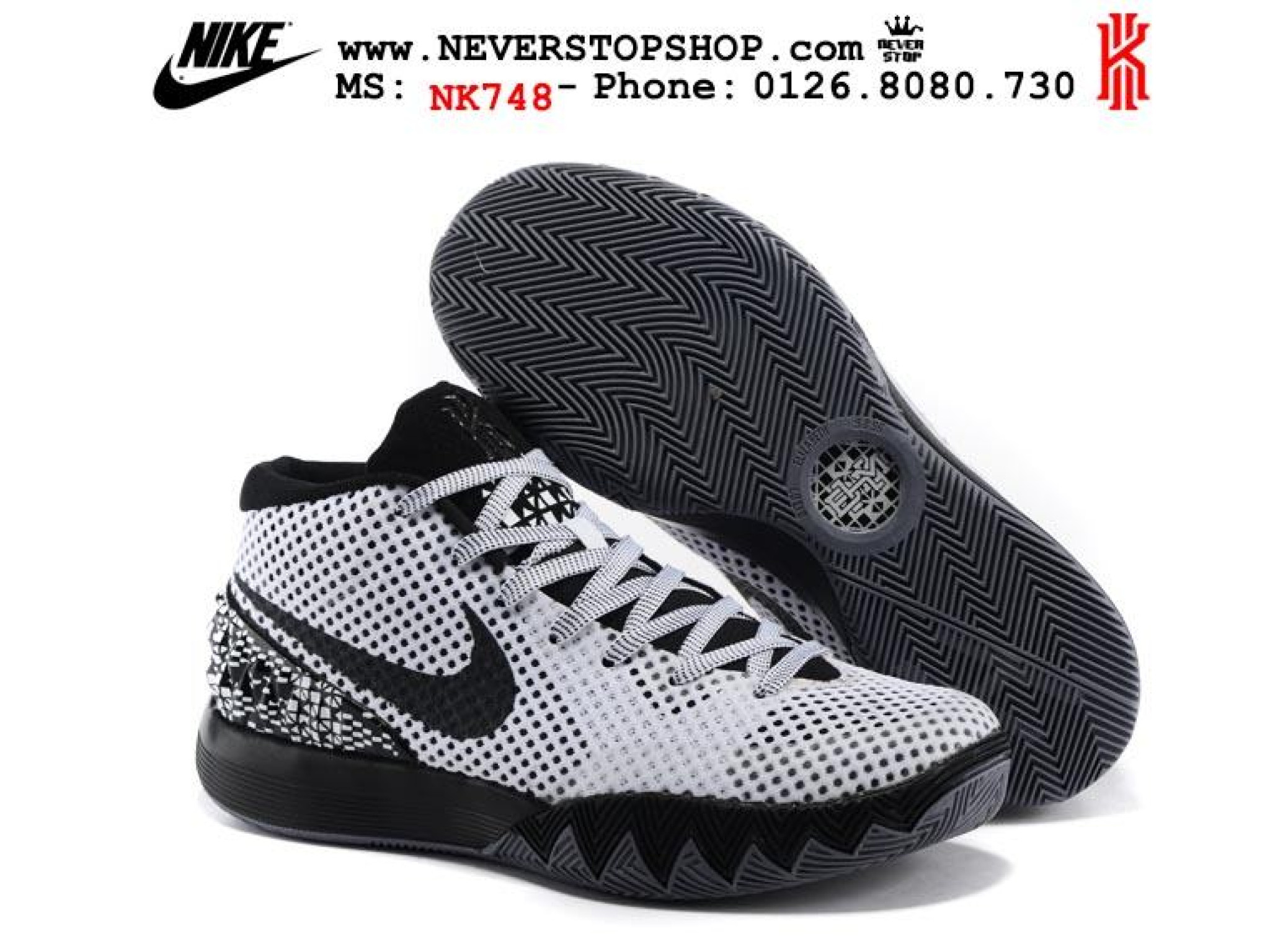 Nike Kyrie 1 : Giày bóng rổ NIKE KYRIE 1 White Grey chuyên ...