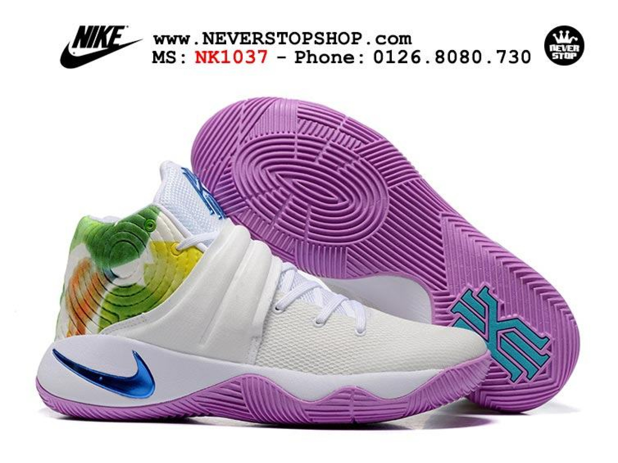 Giày bóng rổ NIKE KYRIE 2 Easter White Purple bám sân ...